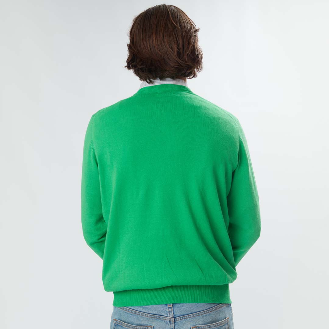 Cotton crew neck - Apple green – Osborne Knitwear