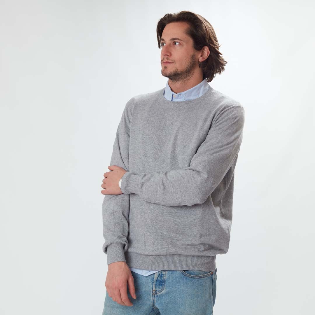 Cotton crew neck - Light Grey – Osborne Knitwear