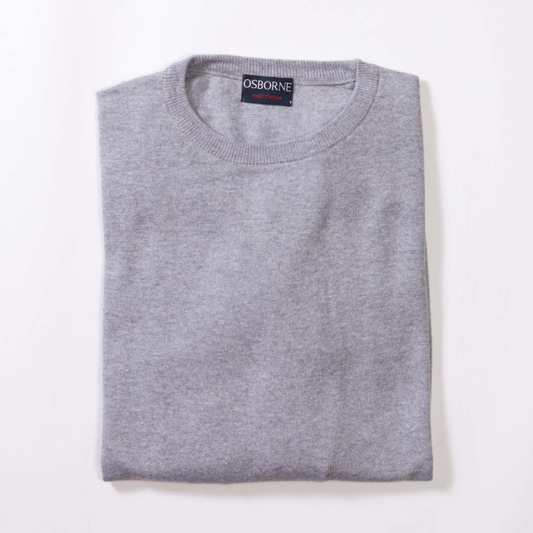 Cotton crew neck - Light Grey – Osborne Knitwear