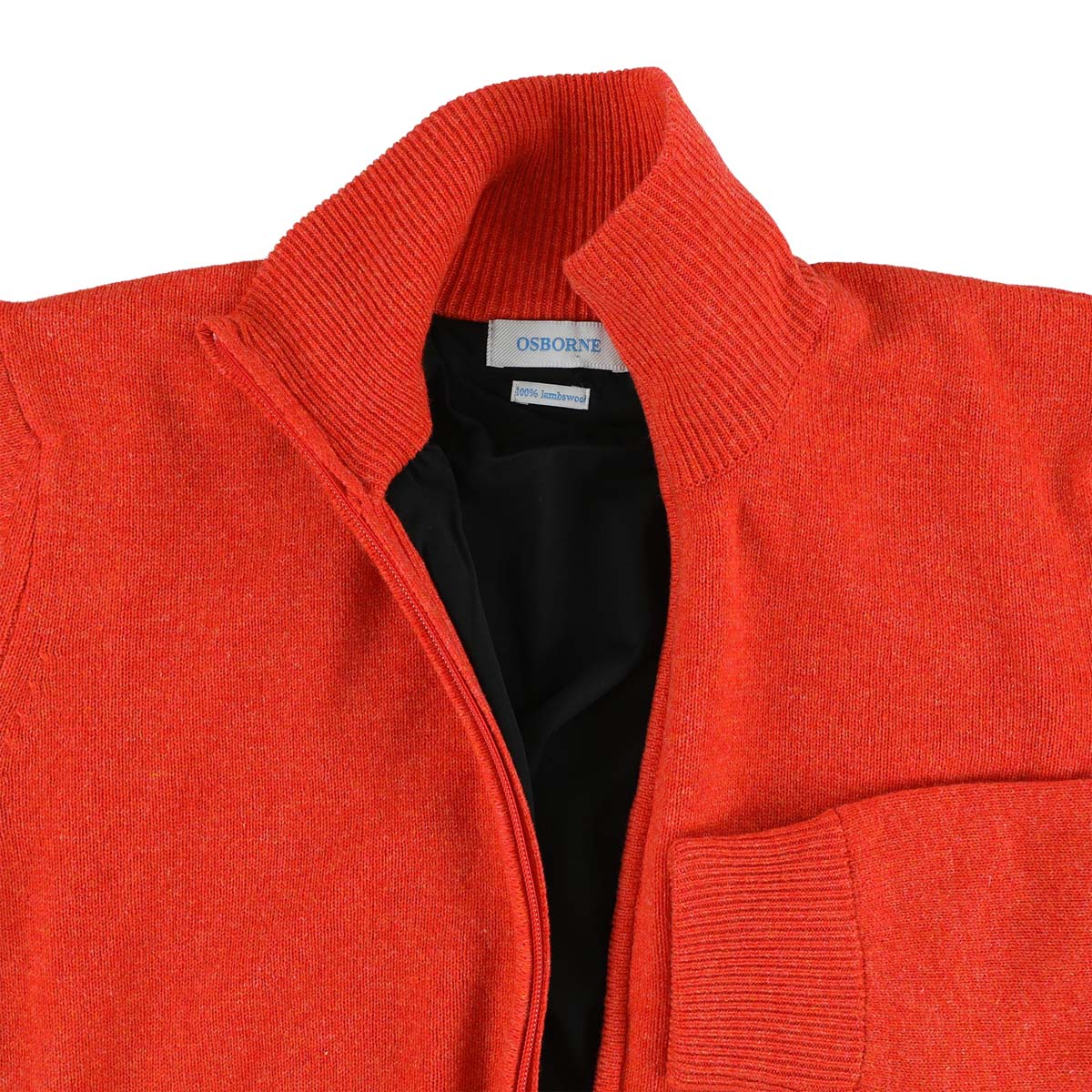 Lambswool windstopper zipped cardigan women - Inferno - Black lining ...