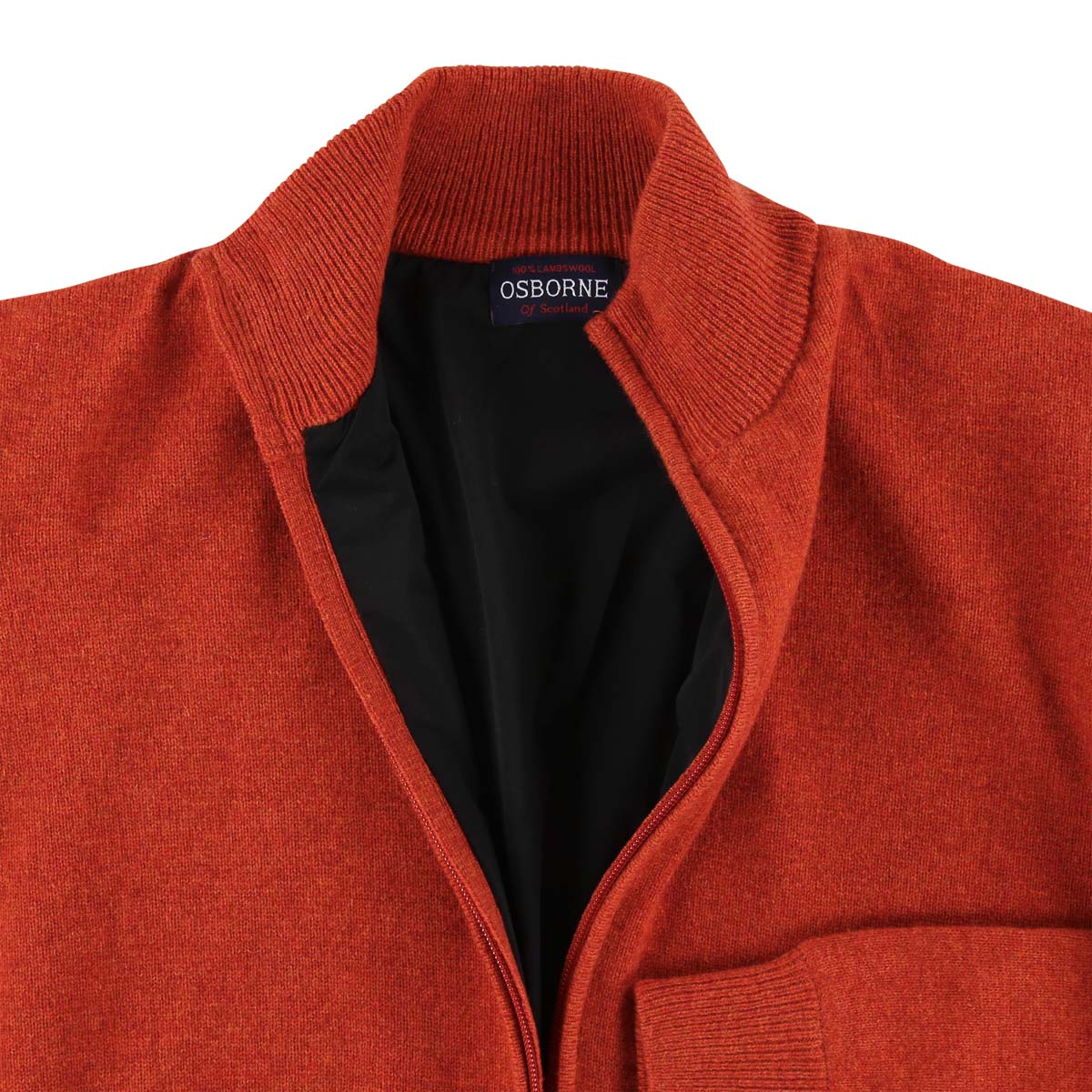 Lambswool windstopper zipped cardigan - Ember - Black lining – Osborne ...