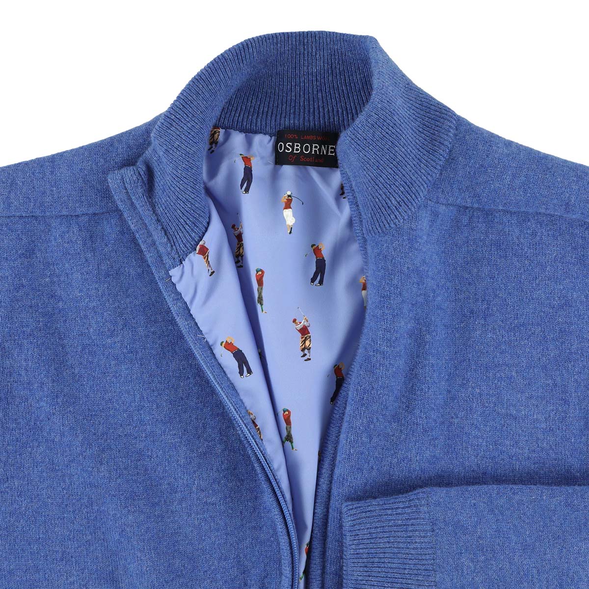 Lambswool windstopper zipped cardigan - River - Golf lining – Osborne ...