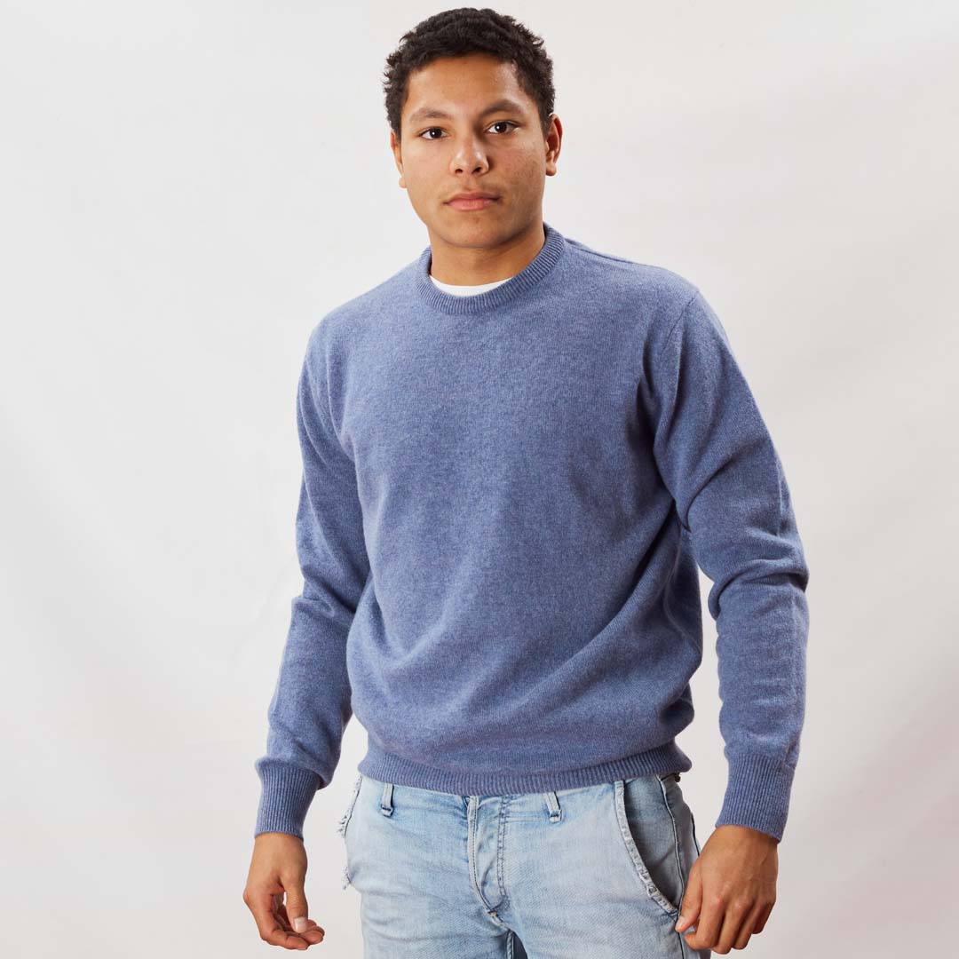 Lambswool crew neck - Blue Lovat – Osborne Knitwear