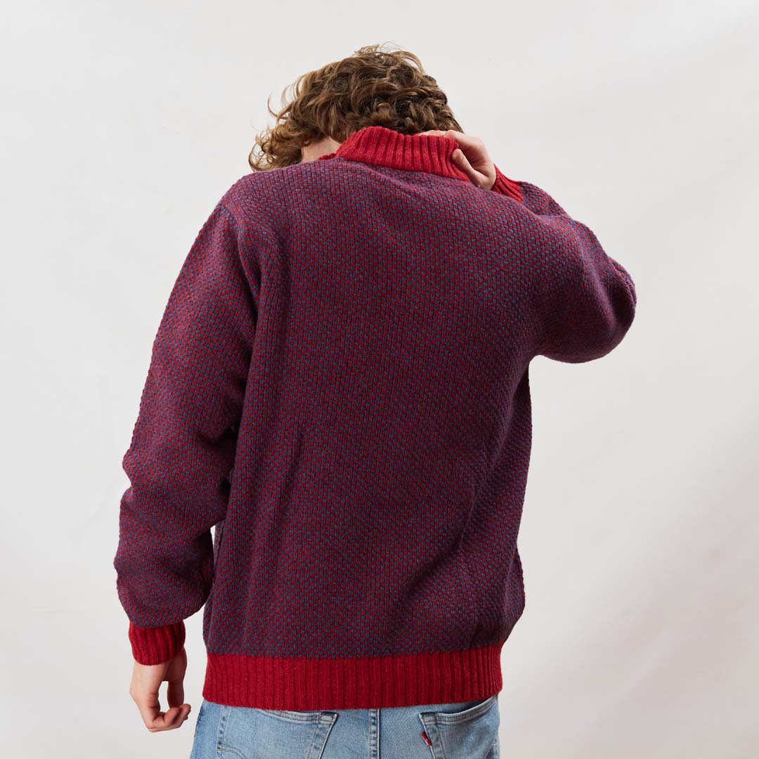 Lambswool quarter zip - Rhapsody/ Poppy Melange – Osborne Knitwear