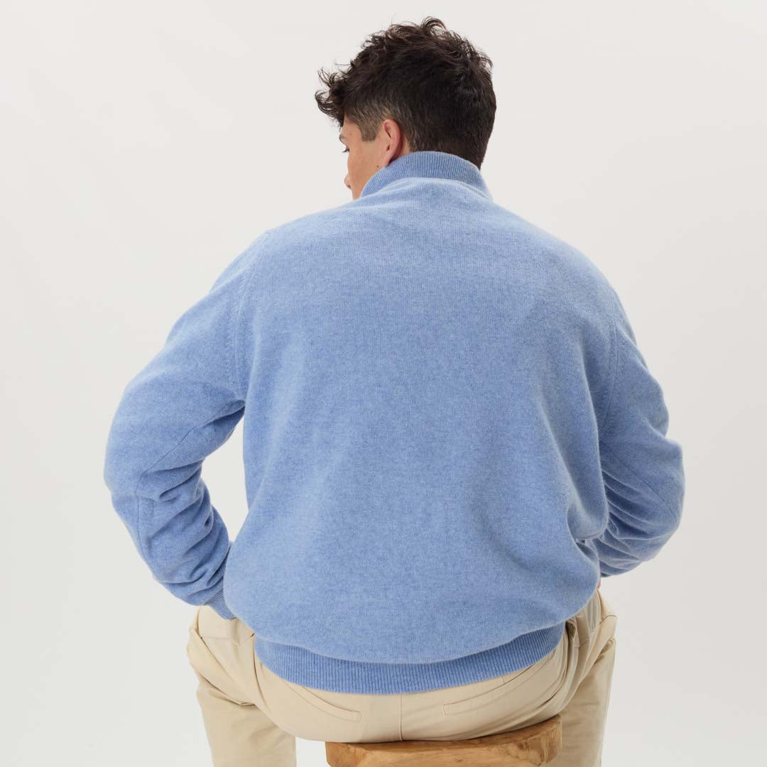 Lambswool windstopper quarter zip - Glacier - Black lining – Osborne ...