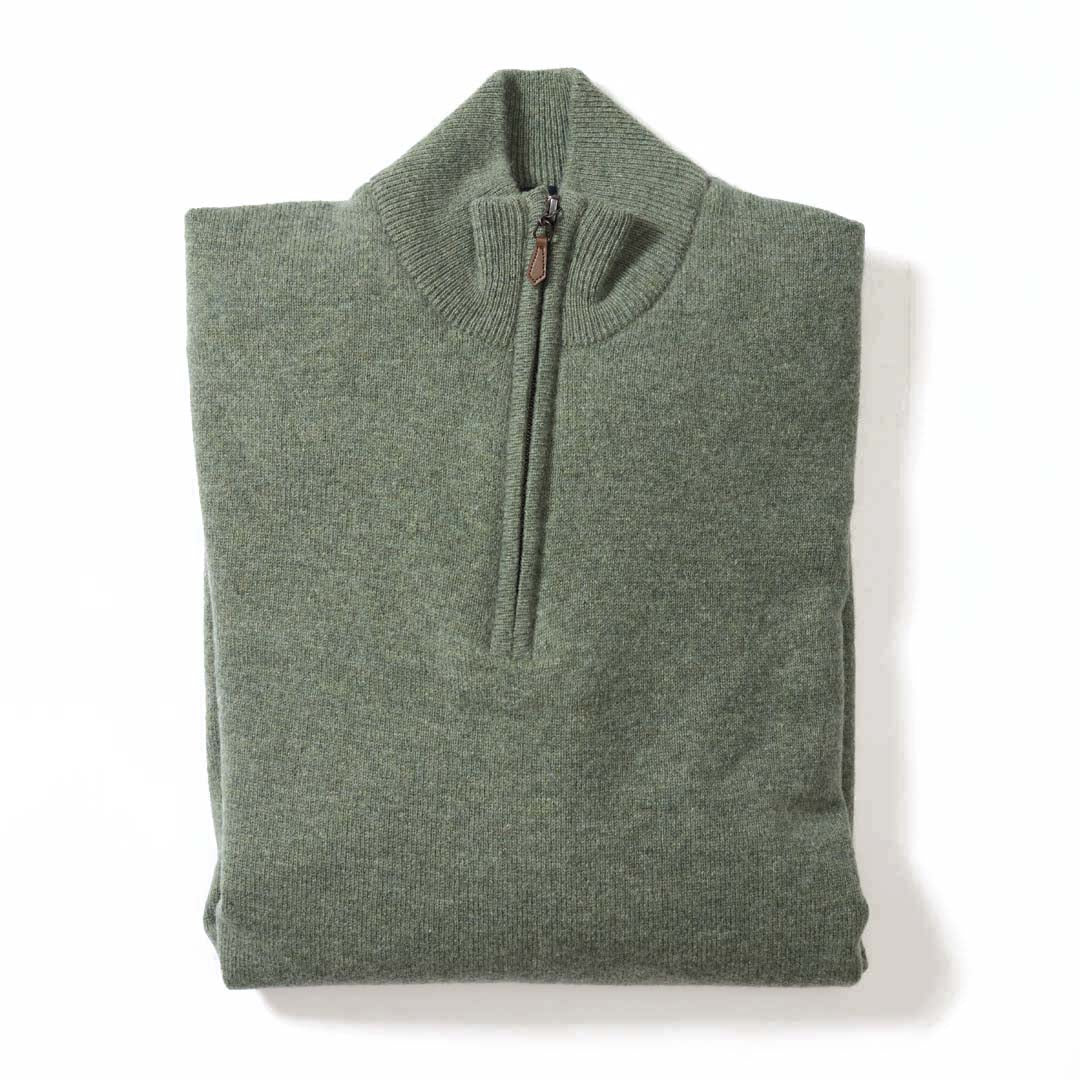 Lambswool windstopper quarter zip - Landscape - Black lining – Osborne ...