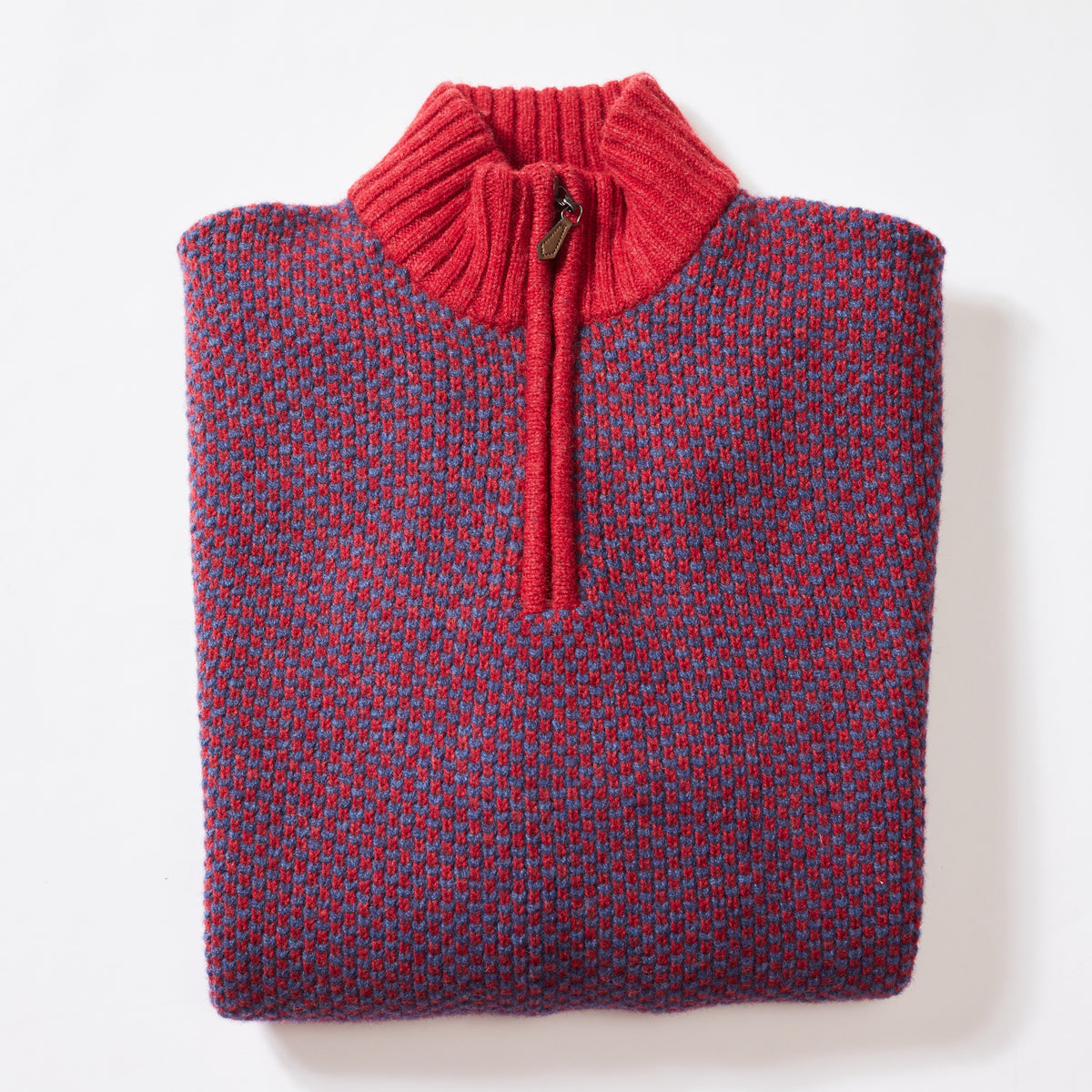 Lambswool quarter zip - Rhapsody/ Poppy Melange – Osborne Knitwear